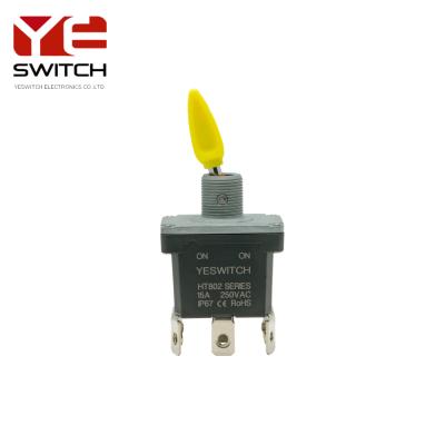 China Dois posições ON-ON Metal Toggle Switch 15A 28V Duplo pólo com alça de bota amarela à venda