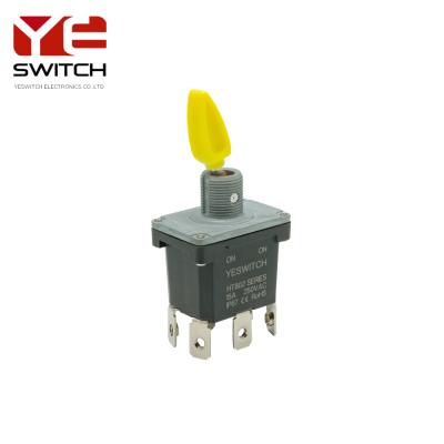 Cina Due posizioni ON-ON Metallo toggle Switch 15A 28V doppio palo con maniglia giallo stivale in vendita