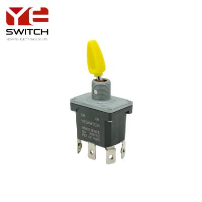 Cina Due posizioni ON-ON Metallo toggle Switch 15A 28V doppio palo con maniglia giallo stivale in vendita