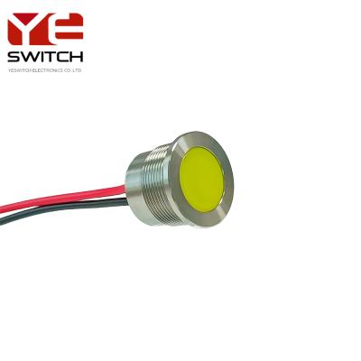 China 22mm Mounting Hole Push Button Switch With Yellow Signal Led For Control Panel for sale