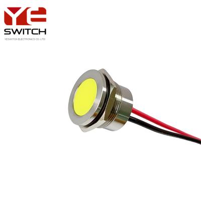 China 22mm Mounting Hole Push Button Switch With Yellow Signal Led For Control Panel for sale