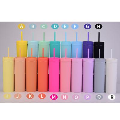 Cina Coperchi scarni e paglie di Matte Colored Acrylic Tumblers With delle chiavette dell'ufficio 16oz in vendita
