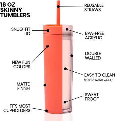 Cina Coperchi scarni e paglie di Matte Colored Acrylic Tumblers With delle chiavette dell'ufficio 16oz in vendita