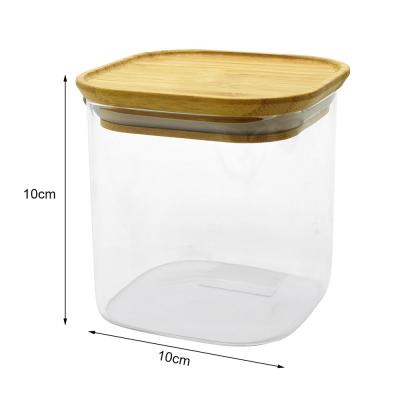 Cina Serbatoio di bambù accatastabile di vetro del coperchio del grande del vetro borosilicato dell'alimento barattolo di stoccaggio in vendita