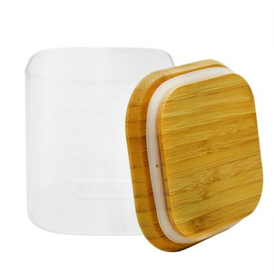Cina Serbatoio di bambù accatastabile di vetro del coperchio del grande del vetro borosilicato dell'alimento barattolo di stoccaggio in vendita