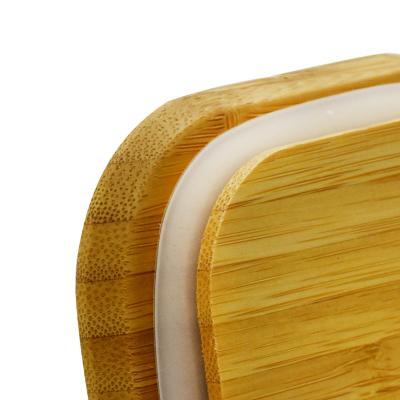 Cina Serbatoio di bambù accatastabile di vetro del coperchio del grande del vetro borosilicato dell'alimento barattolo di stoccaggio in vendita