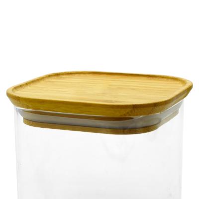 Cina Serbatoio di bambù accatastabile di vetro del coperchio del grande del vetro borosilicato dell'alimento barattolo di stoccaggio in vendita