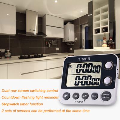 China Magnetic Dual Digital Timer Cooking Countdown Timer Kitchen Baking Tools for sale