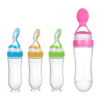China Garrafa complementar do alimento das crianças da colher 90ml do aperto do silicone do bebê à venda