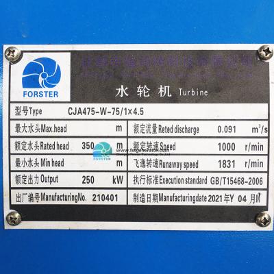 China 250KW hydro van het Wielgenerators van Turbinepelton het Roestvrije staalwiel Te koop