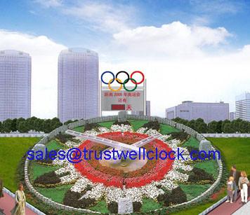China floral clock /flower clocks/ garden clocks and movement 3m 3.5m 4m 5m   diameters for sale