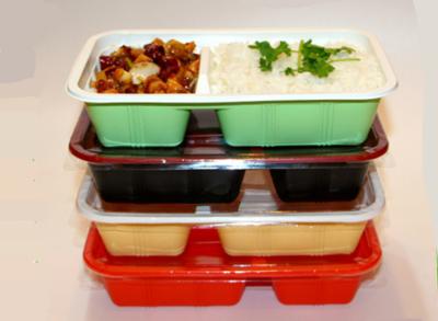 中国 2コンパートメント レストランのプラスチックPP食糧皿750ml Thermoformed Bentoのお弁当箱の長方形の設計 販売のため