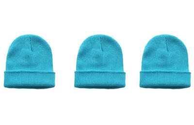 China Light green cuffed knitted beanie hats warm comfortable FOR winter for sale