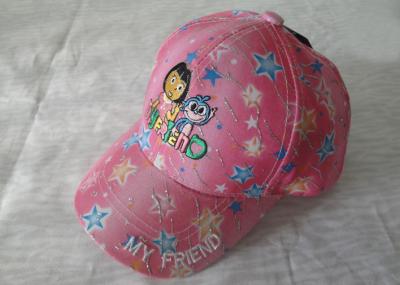 China Cotton / Acrylic 6 Panel Kids Baseball Caps With Velcro / Plastic Buckle for sale
