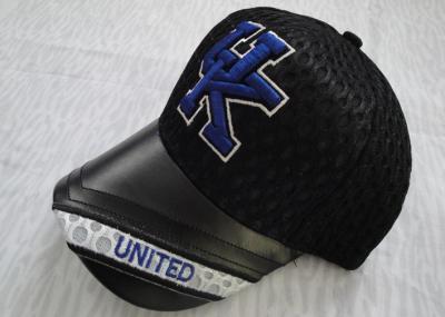 China Leather Brim 6 Panel Embroidery Baseball Cap, Polyester / Acrylic / Cotton Trucker Mesh Caps For Adult for sale