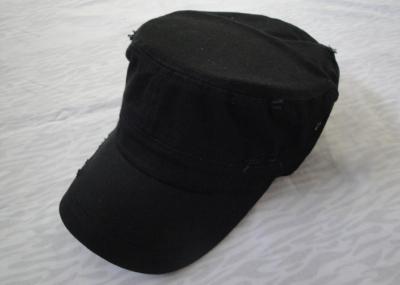 China Black Acrylic / Cotton Flat Military Style Caps For Men, Customized Plain Army Baseball Caps For Soldier for sale