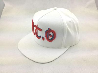 China 6 Panel White Cotton Snapback Baseball Caps Hats with 3D Embroidery for sale