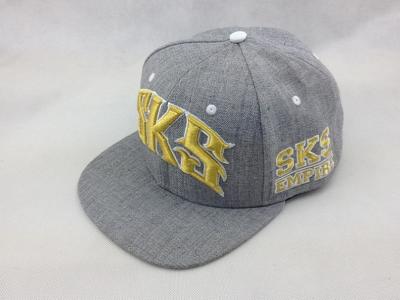 China Gray 6 Panel Snapback Baseball Caps Personalized Embroidery Logo for sale