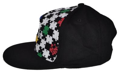 China Washed Cotton Cool Black Hip Hop Snapback Caps Flat Brim Printed Baseball Cap For Adult for sale