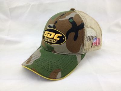 China Camo Trucker Mesh Cap Camouflage Trucker Hat 3D Embroidery for Promotion for sale