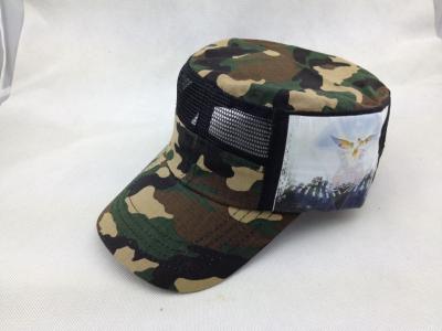 China Camo Military Trucker Mesh Cap Hat with Transfer Printing for sale