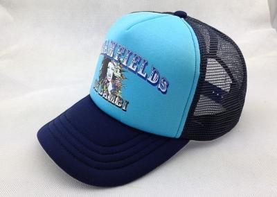 China Adjustable Snapback Trucker Mesh Cap 100% Polyester Curved Peak for sale