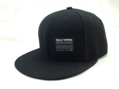 China Fitted Hip-hop Baseball Cap Fitted Black Hat with Woven Label Stitched for sale