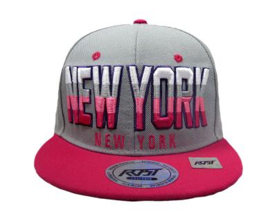China Gray Pink 3D Embroidery Hip Hop Baseball Cap Flat Peak 6 Panel Hat for sale
