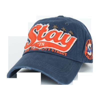 China Nonwoven Blue Fitted Vintage Baseball Caps With Embroidery Logo, Adult Sports Caps For Promotion for sale
