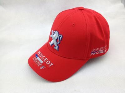 China Raised 3D Embroidered Baseball Cap Red Promotional Hat with Embossed Buckle for sale
