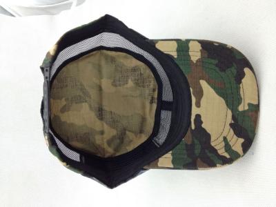 China Camouflage Cotton Military Cap Snapback Mesh Panel Hat , Long Brim for sale