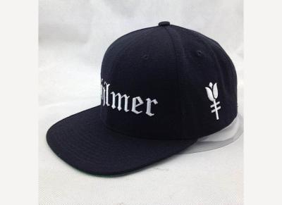China Black Acrylic Wool Snapback Baseball Caps Hat with Embroidery Letters for sale