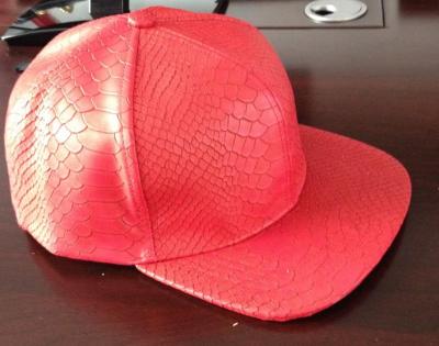China Red Leather Snakeskin Girls Baseball Caps Custom Back Strape for sale