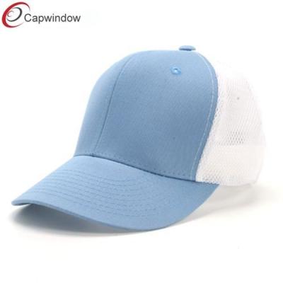 China Sky Blue Classic Trucker Mesh Cap with Cotton in Front and Rear Polyester for sale