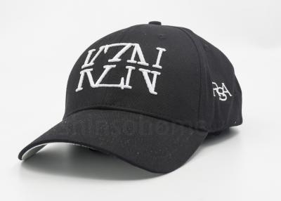 China 100% Cotton 3D Embroidered Baseball Caps Black 6 Panels OEM / ODM for sale