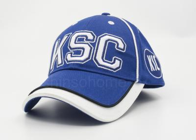 China Men / Women Sports Cotton Baseball Caps Embroidery , Blue With White Under Bill for sale