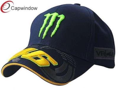 China Black Cool Racing Baseball Caps With Sandwich Peak , Fitted Baseball Caps For Men for sale
