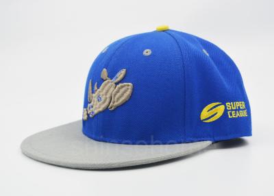 China 100% Acrylic Adult Snapback Baseball Caps Blue With Gray Brim 22 - 23.6 Inch for sale