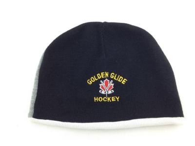China Embroidered Hockey Knitted Beanie Hats / Adult fold up beanies for men for sale