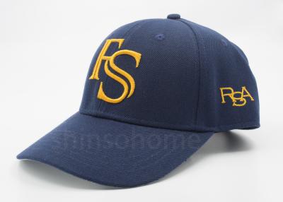 China Dark Blue Acrylic Flat Embroidered Baseball Caps 58 cm , Promotional Ball Caps for sale