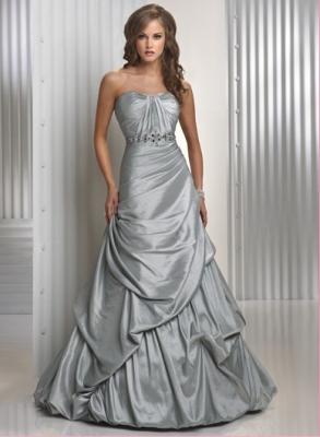 China Classic Strapless Cocktail Long Womens Pary Dress A Line And Silver for sale