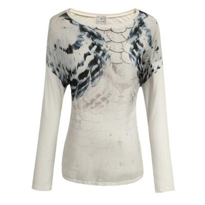 China White Ladies Long Sleeve T Shirt , ladies fashionable clothes for sale