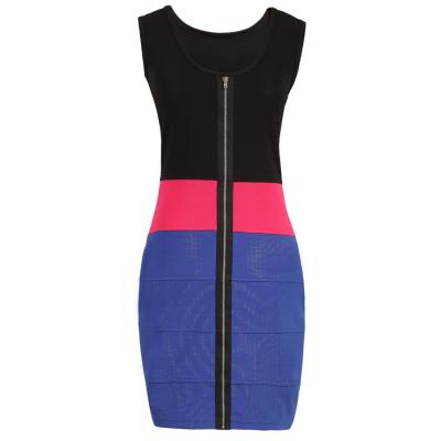 China Black Pink And Purple Fitted Dress For Ladies Casual Wear With High Elastan for sale