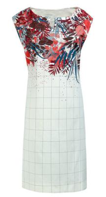 China Sleeveless Fashion V Neck Ladies Casual Dresses Spring floral dress , White for sale