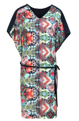 China Custom black womens formal dresses Fashion V Neck floral dresses for sale
