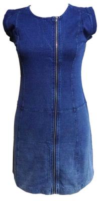 China Cotton slim Ladies Casual Dresses short denim dress with Cap Sleeve for sale