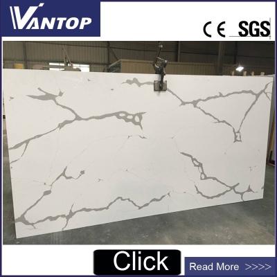 China VT9008-2 Calacatta White Quartz Countertop Stone Slab for Kitchen and Bathroom for sale