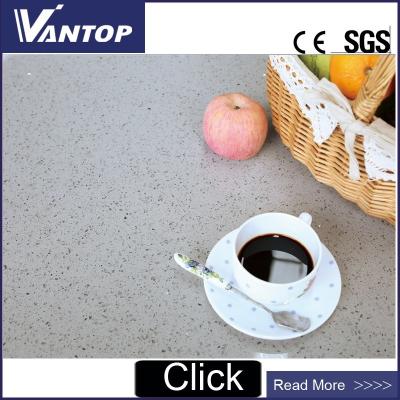 China Artificial Stone Bathroom Vanity Top Surface Grey Quartz Worktop for sale