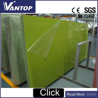 China Pure Green Color Engineered Quartz Stone Surface 3200x1600mm for sale
