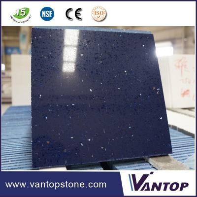 China 305x305mm Cheap Price Stellar Ocean Blue Engnieered Quartz Stone Tile for sale